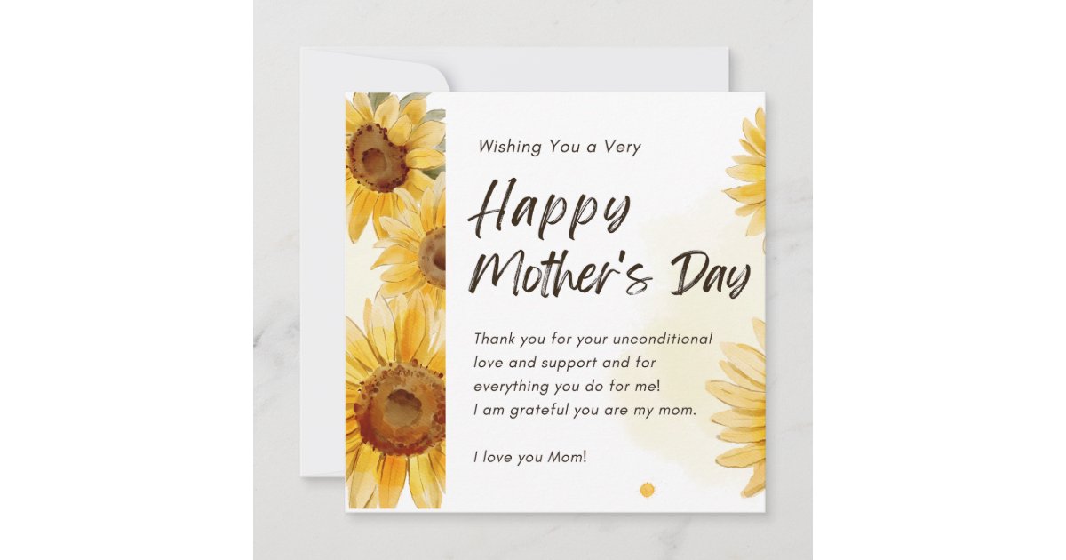 HAPPY MOTHER'S DAY WITH SUNFLOWERS GREETING CARD | Zazzle
