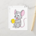 Happy Mouse Eating Cheese Postcard | Zazzle