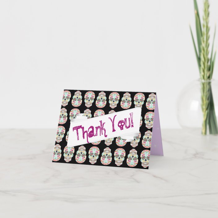 Happy Muertos - Custom Sugar Skull Thank You Card | Zazzle.com