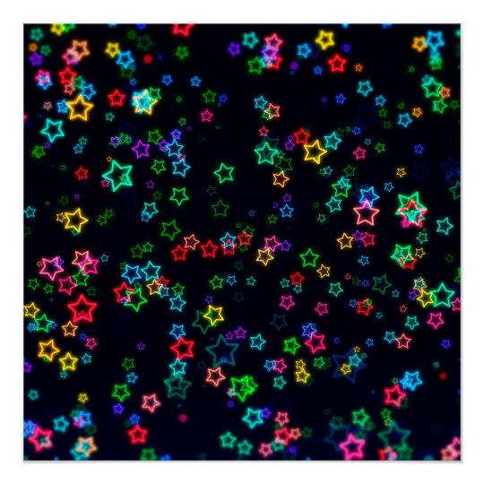 Happy Neon Star Poster | Zazzle.com