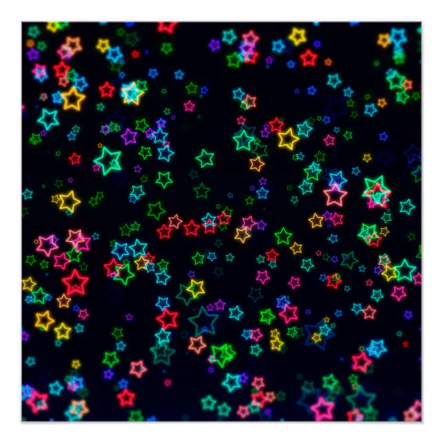 Happy Neon Star Poster | Zazzle