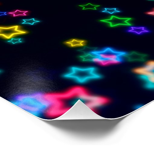Happy Neon Star Poster | Zazzle