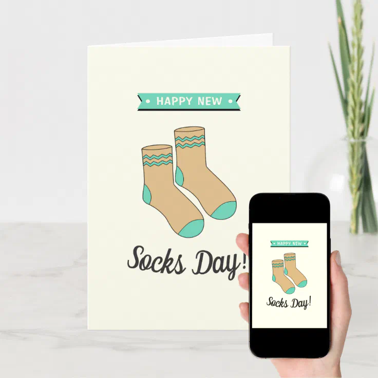 Happy New Socks Day! Whimsy Socks Father's Day Card | Zazzle