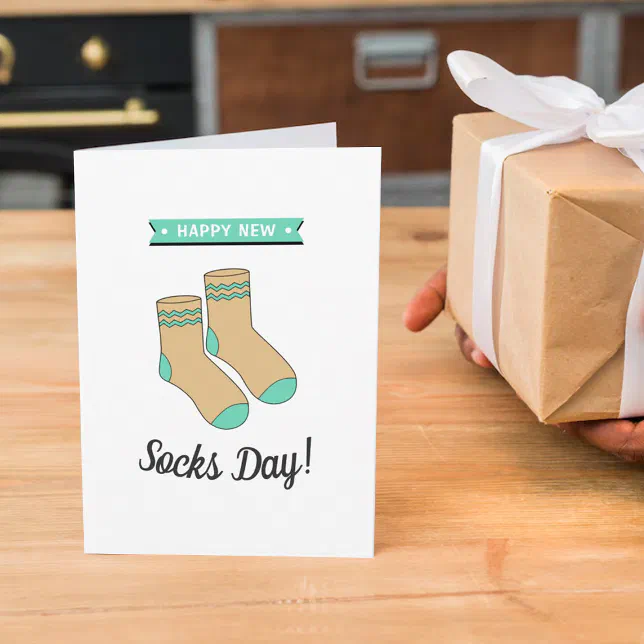 Happy New Socks Day! Whimsy Socks Father's Day Card | Zazzle