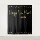 Happy New Year 2022 Script Black Gold Confetti Tapestry | Zazzle