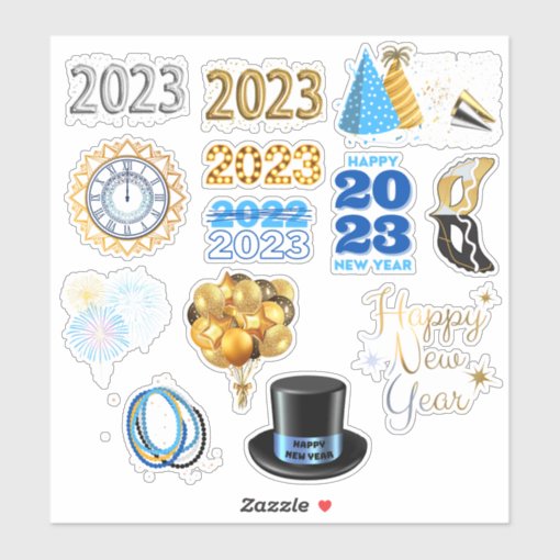Happy New Year 2023 Stickers | Zazzle