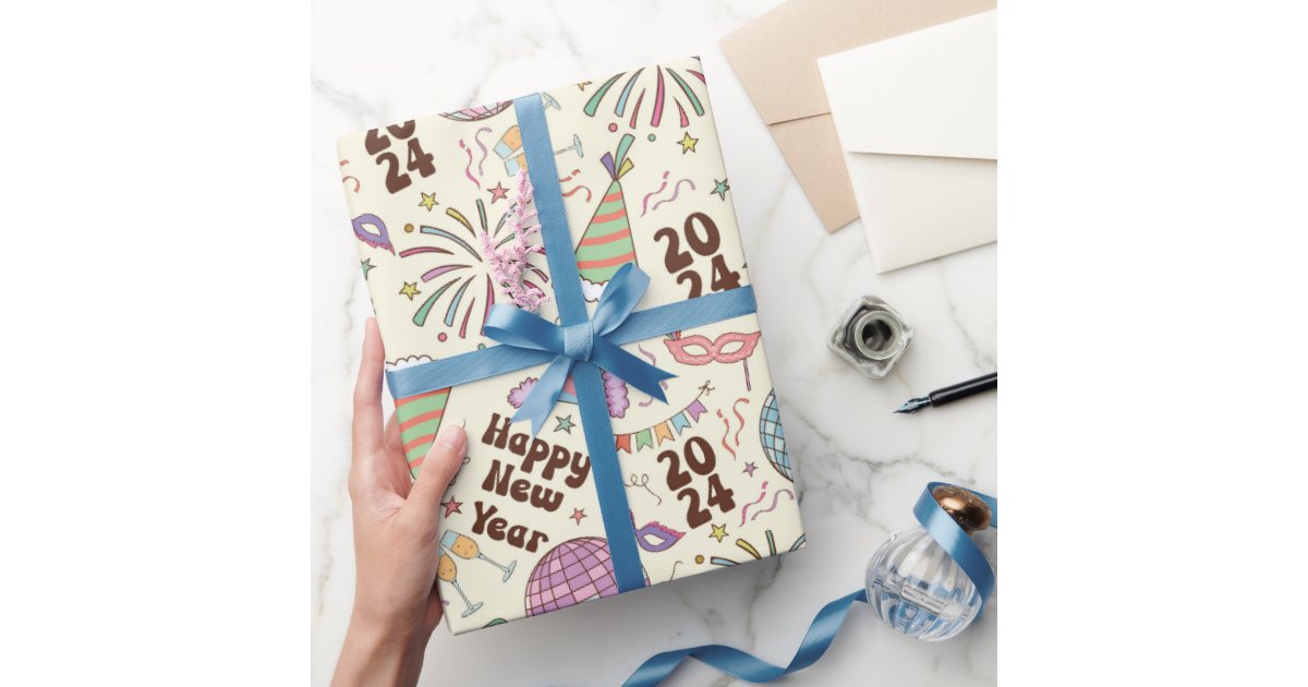 Happy New Year 2024 Wrapping Paper | Zazzle