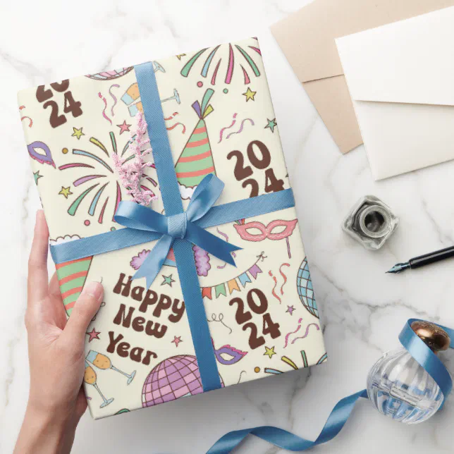 Happy New Year 2024 Wrapping Paper | Zazzle