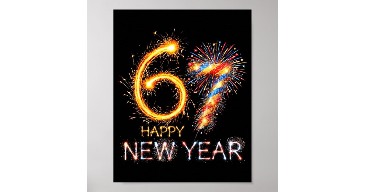 Happy New Year 2026 67th Bday Fireworks Number 67 Poster | Zazzle
