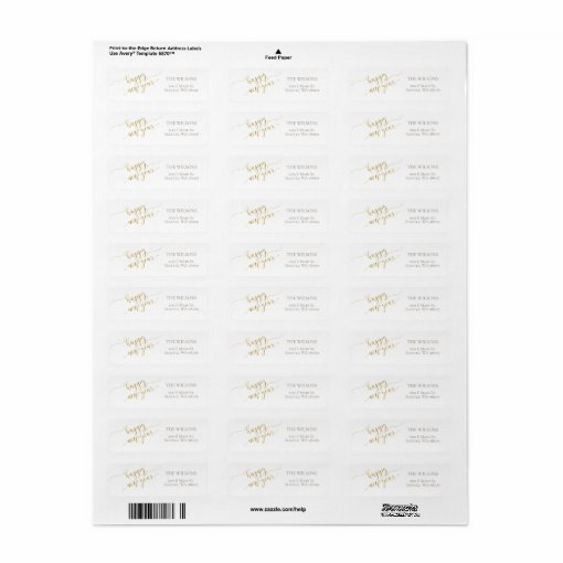 Happy New Year Address Labels - White & Gold | Zazzle