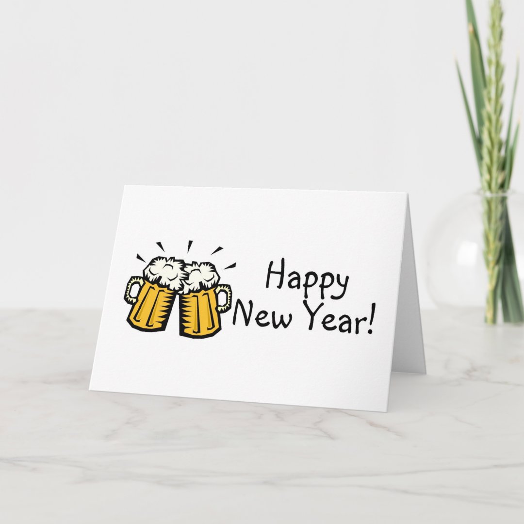 Happy New Year Beer Holiday Card | Zazzle