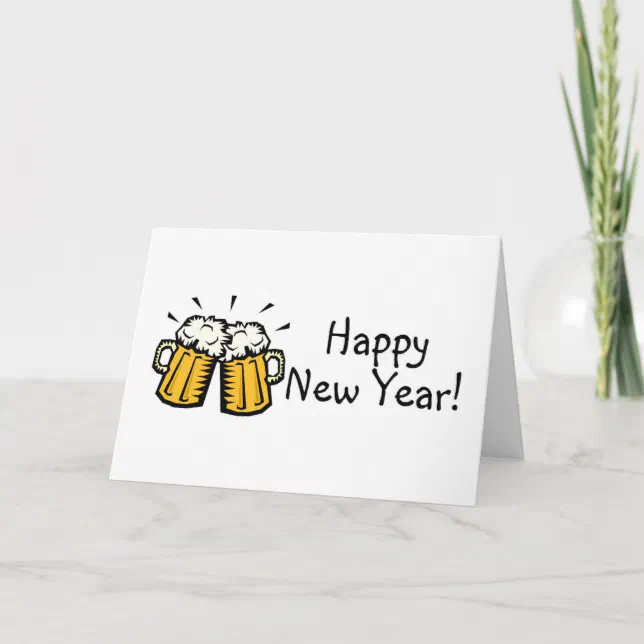 Happy New Year Beer Holiday Card | Zazzle