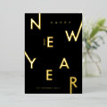 Happy New Year Bold Letters Minimal Modern Photo Foil Holiday Card | Zazzle