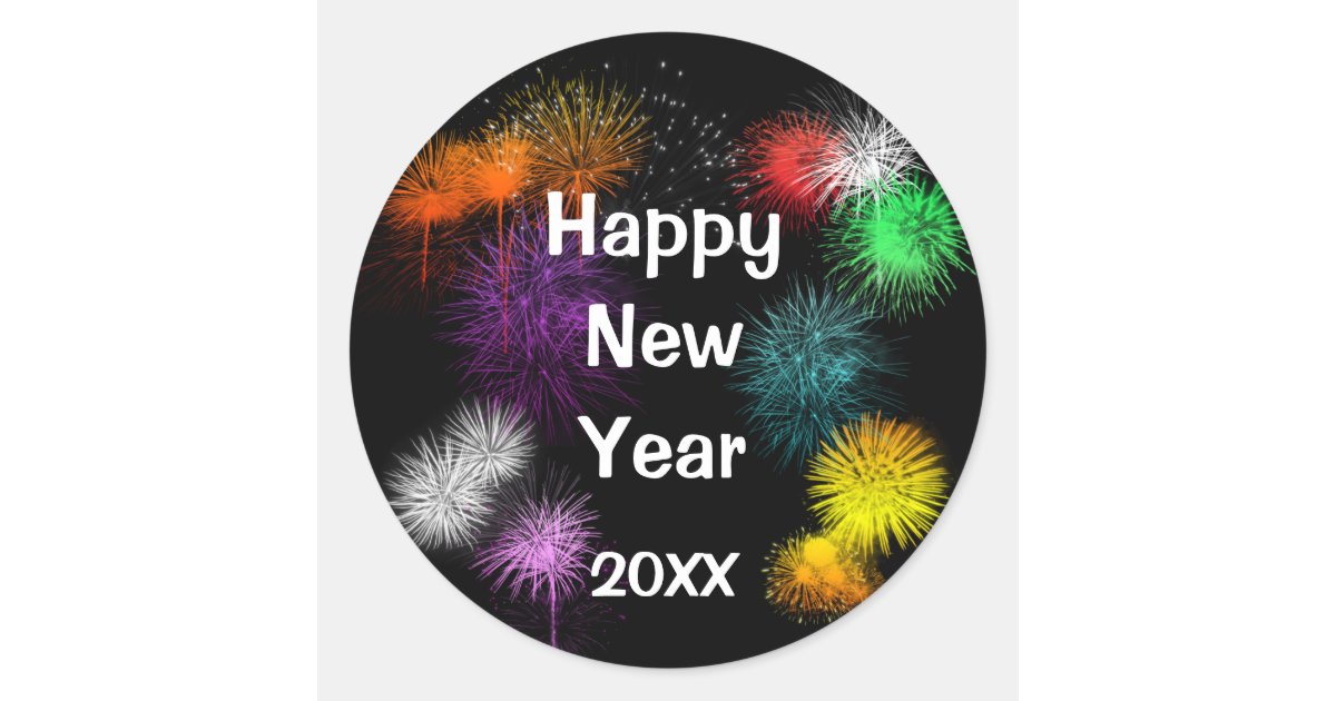 Happy New Year Classic Round Sticker | Zazzle