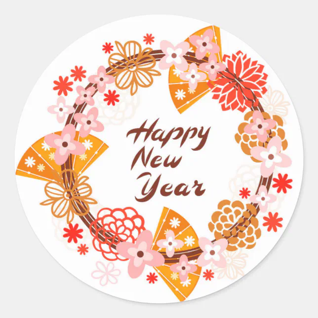 Happy New Year Classic Round Sticker | Zazzle