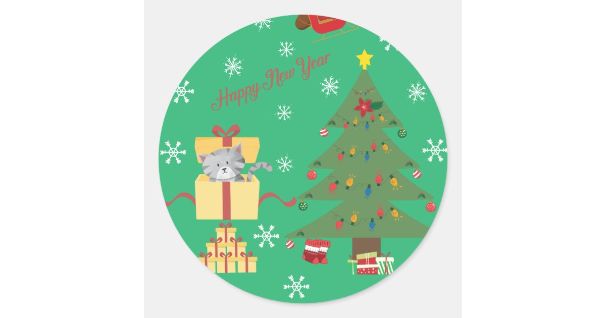 Happy New Year Classic Round Sticker | Zazzle