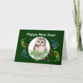 Happy New Year, Cute Owl Bird Greeting Holiday Card | Zazzle