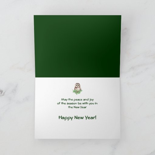 Happy New Year, Cute Owl Bird Greeting Holiday Card | Zazzle