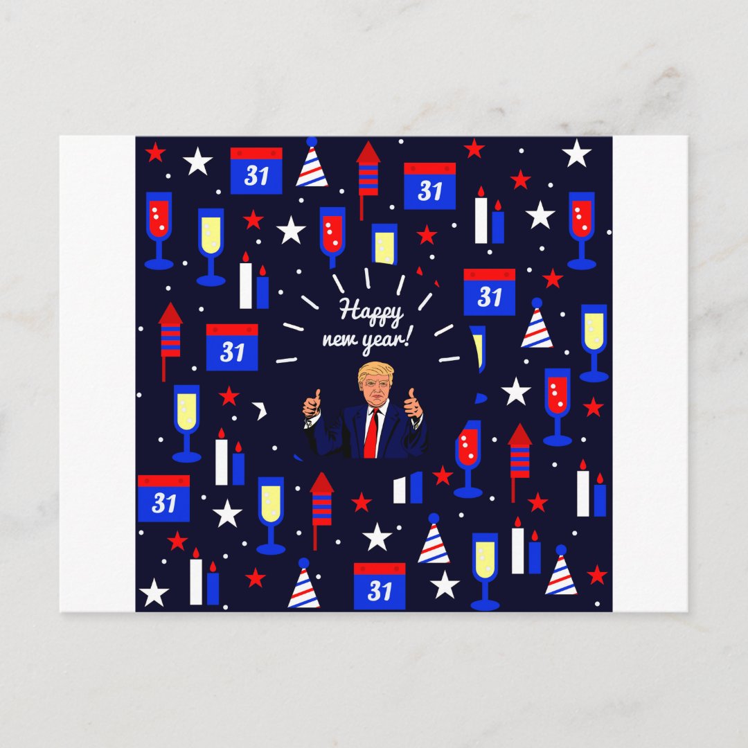 happy new year donald trump holiday postcard | Zazzle