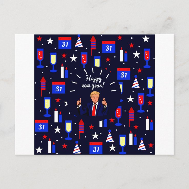 happy new year donald trump holiday postcard | Zazzle