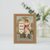 Happy New Year Fairy With Trumpet and Banner Holiday Postcard | Zazzle