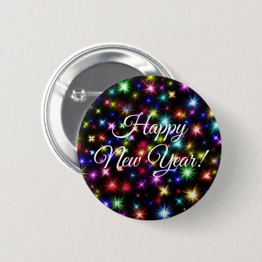Happy New Year Fireworks Button | Zazzle