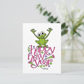 Happy new year from Frisky the Frog Holiday Postcard | Zazzle