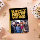 Happy New Year funky fun retro black gold photo Holiday Card | Zazzle
