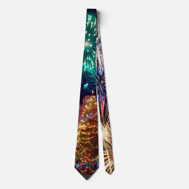 Happy New Year | Funny Fireworks Pattern Neck Tie | Zazzle