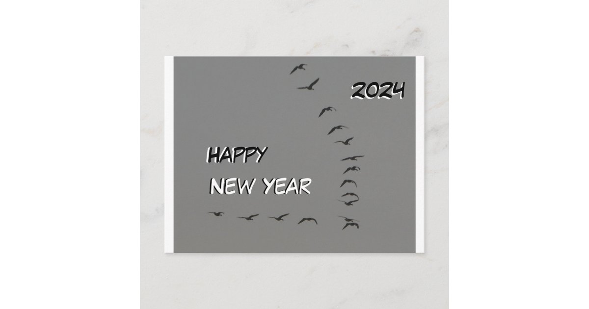 Happy New Year Geese Cust. Text Postcard | Zazzle