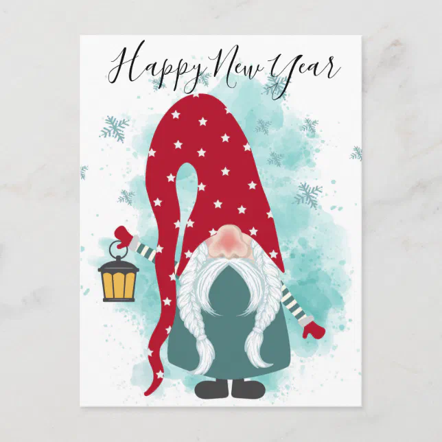 Happy New Year Gnome Postcard | Zazzle