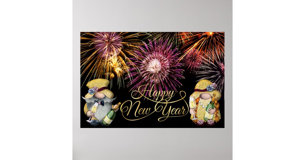 Happy New Year Gnomes Poster | Zazzle
