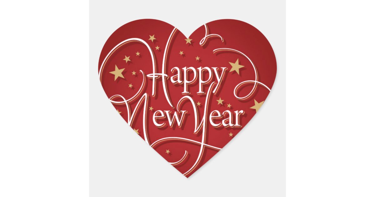 Happy New Year Heart Sticker | Zazzle