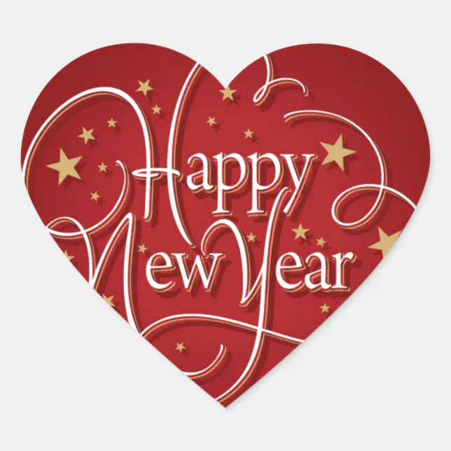 Happy New Year Heart Sticker | Zazzle