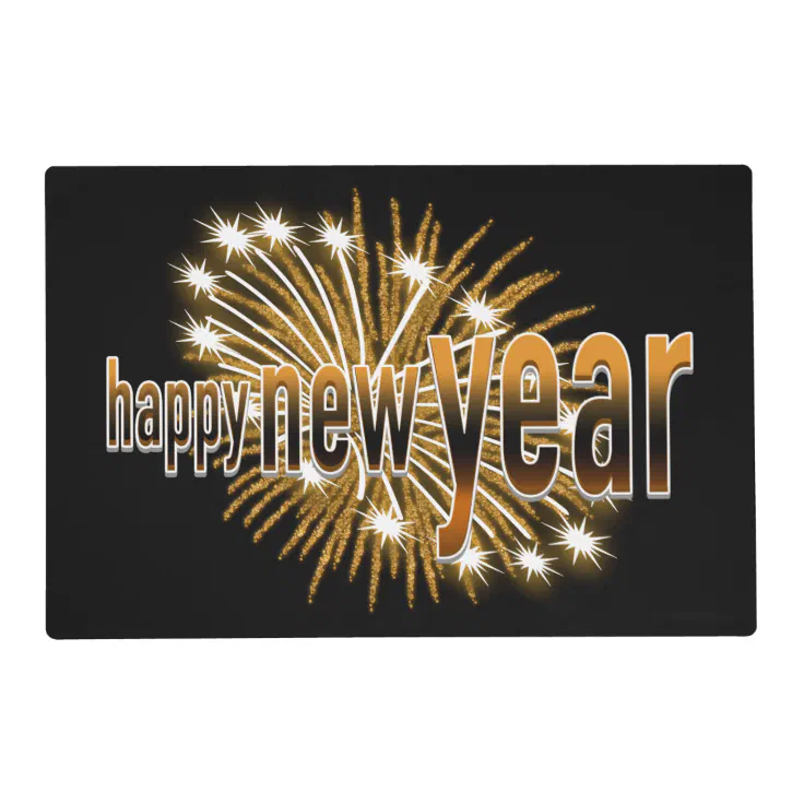 Happy New Year Holiday laminate placemat | Zazzle