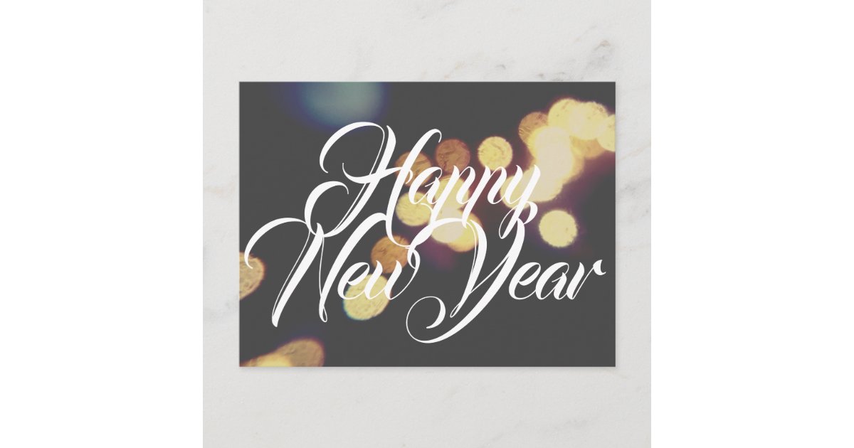 Happy New Year in bright lights Postcard | Zazzle