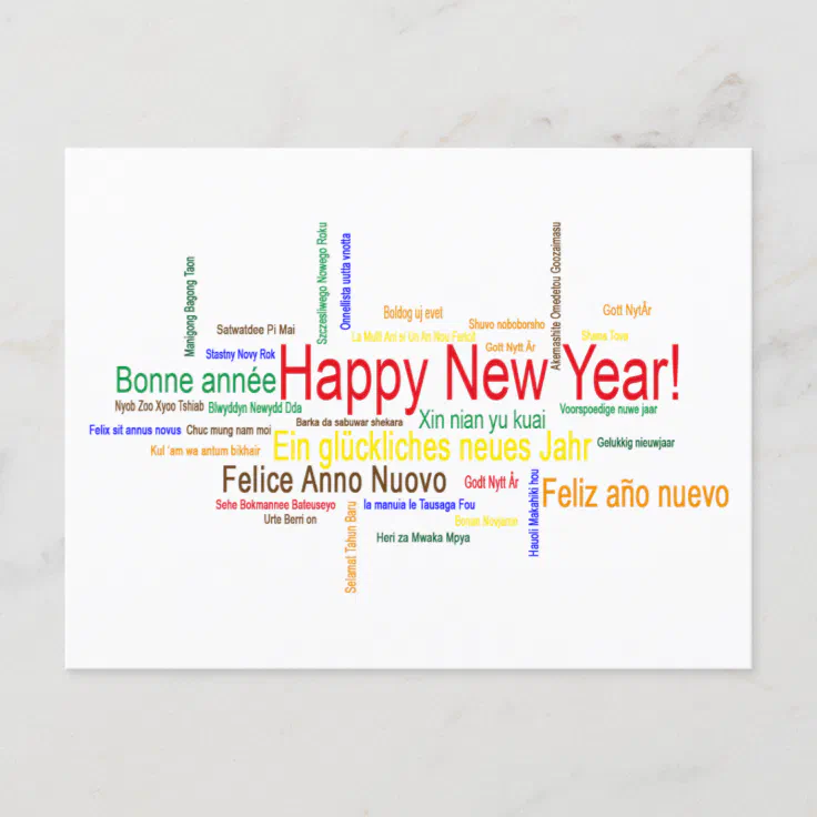Happy New Year in different languages Holiday Postcard | Zazzle