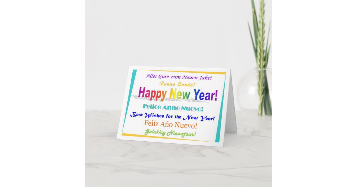 Happy New Year - multilingual Holiday Card | Zazzle