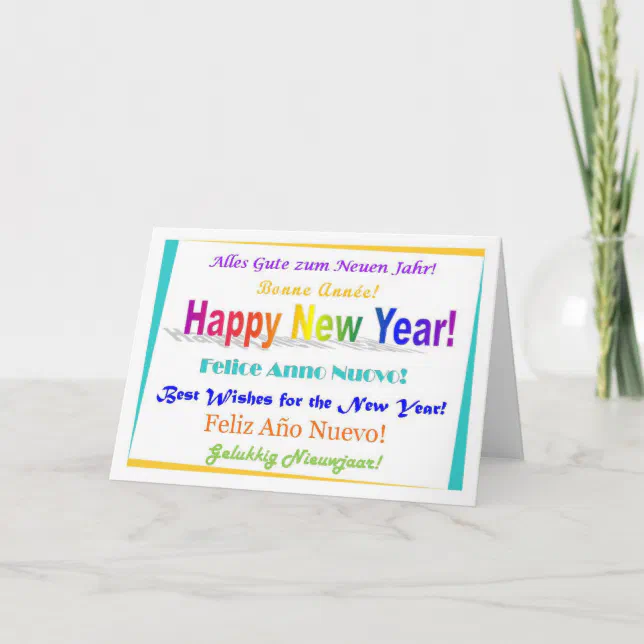 Happy New Year - multilingual Holiday Card | Zazzle