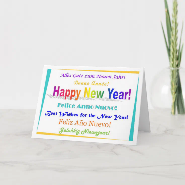 Happy New Year - multilingual Holiday Card | Zazzle