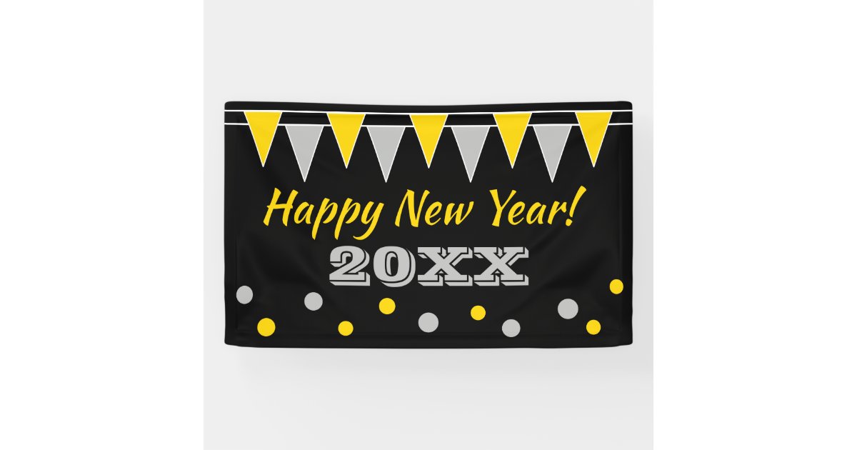 Happy New Year party banner with bunting flags | Zazzle