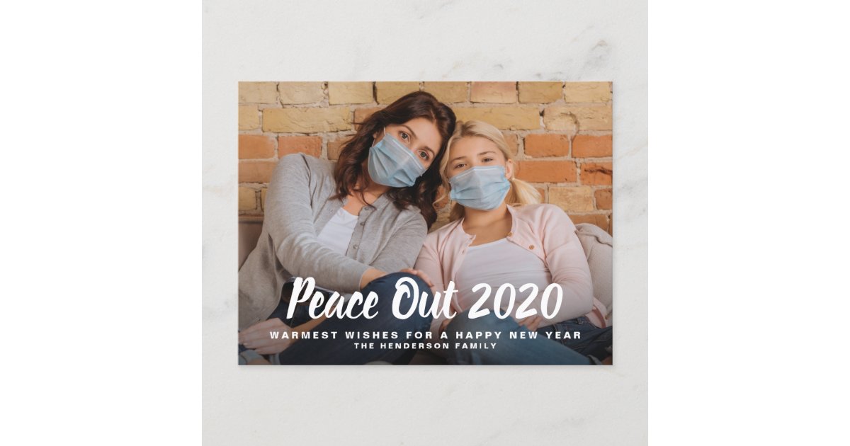 Happy New Year Peace Out 2020 Photo Holiday Postcard | Zazzle