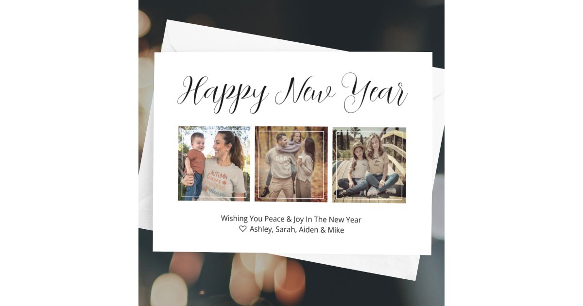 Happy New Year Photo Collage Card | Zazzle