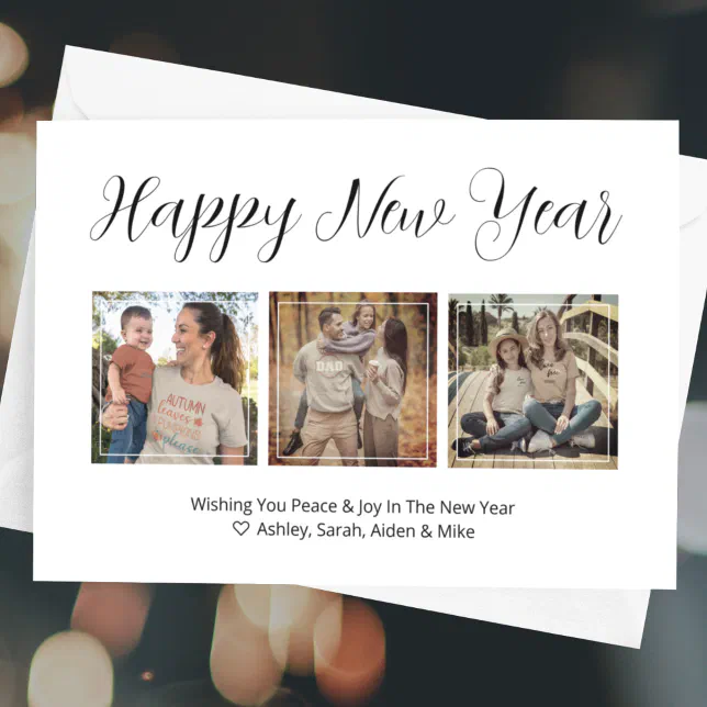 Happy New Year Photo Collage Card | Zazzle