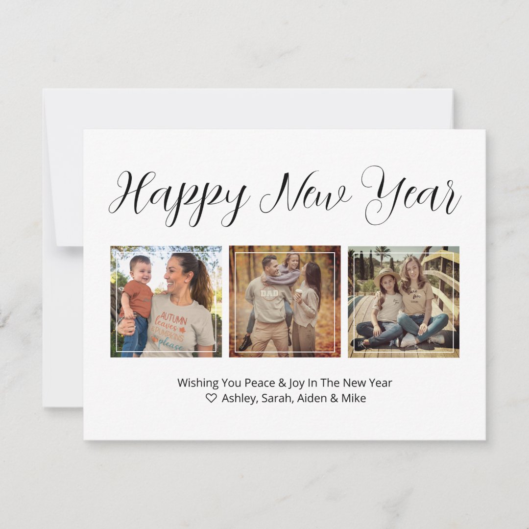 Happy New Year Photo Collage Card | Zazzle
