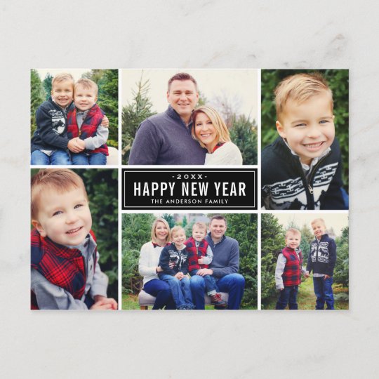 Happy New Year Photo Collage Holiday Postcard | Zazzle.com