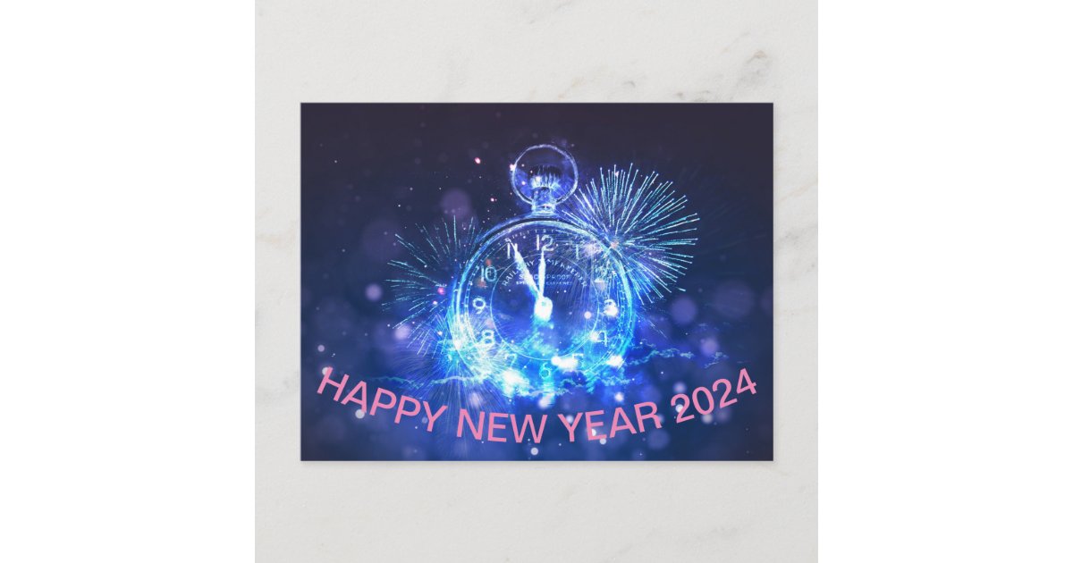 Happy New Year postcard gift 2024 | Zazzle