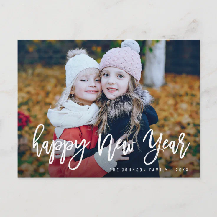 HAPPY NEW YEAR | rustic photo greeting card | Zazzle
