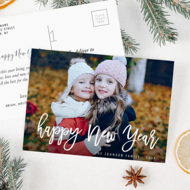 HAPPY NEW YEAR | rustic photo greeting card | Zazzle