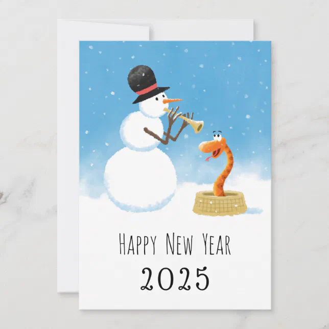 Happy New Year Snake Chinese Lunar Zodiac 2025 Holiday Card | Zazzle